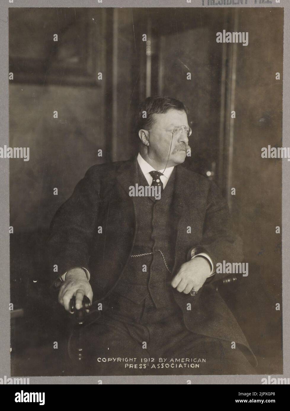 Theodore Roosevelt, three-quarter length portrait, seated, facing right ...