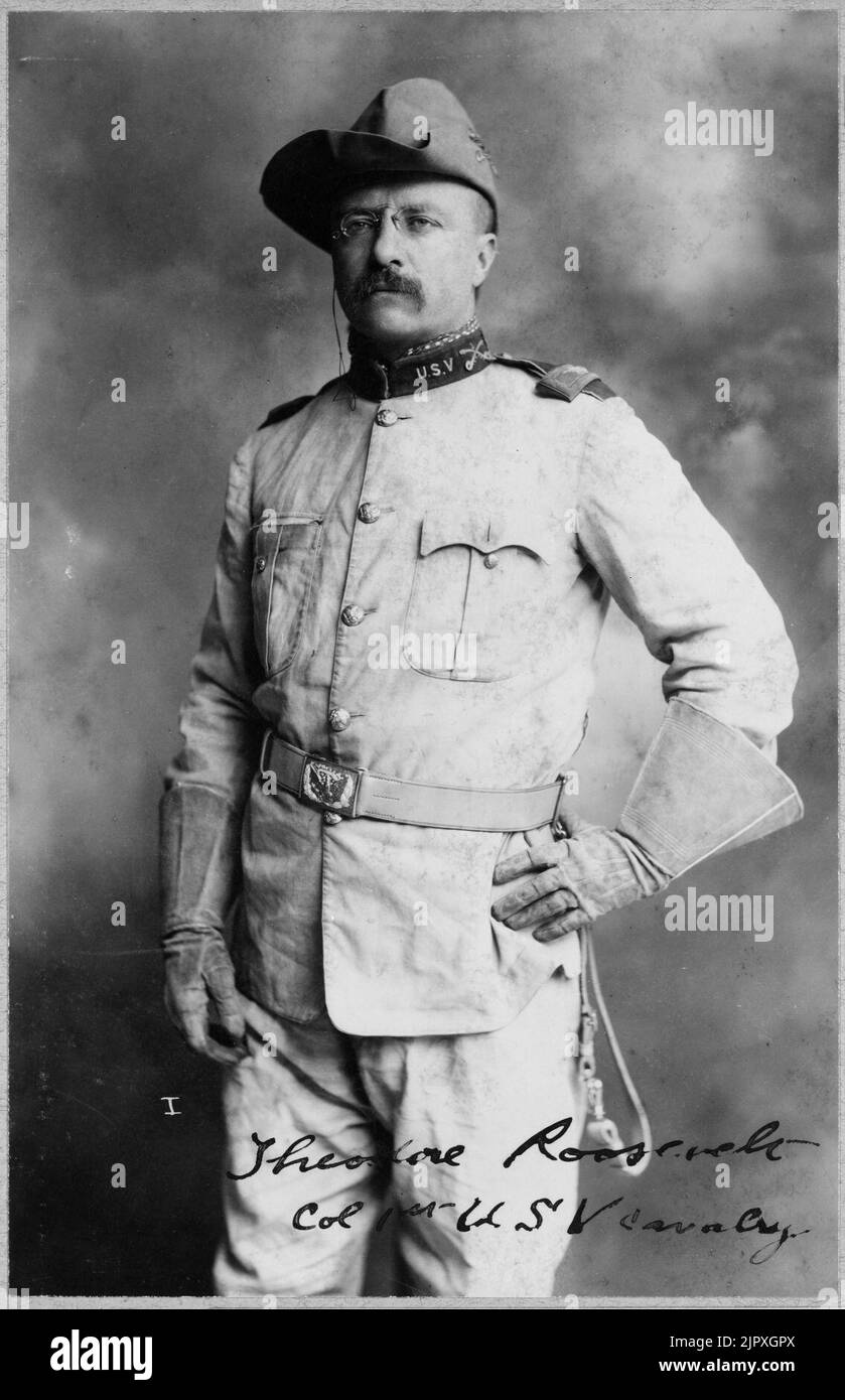 Theodore Roosevelt, three-quarter length portrait, standing, facing ...