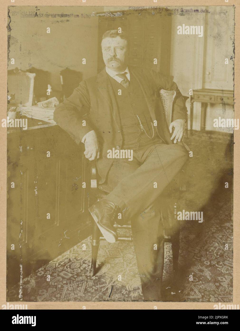 Theodore Roosevelt, three-quarter length portrait, seated in front of ...