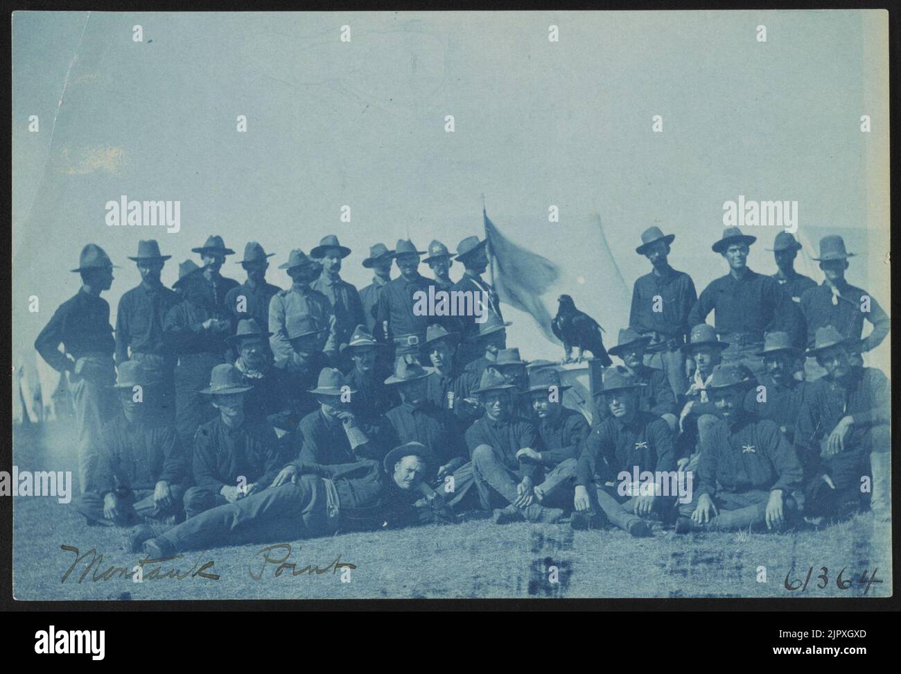 Theodore Roosevelt's Rough Riders, enlisted men and bird mascot, at ...