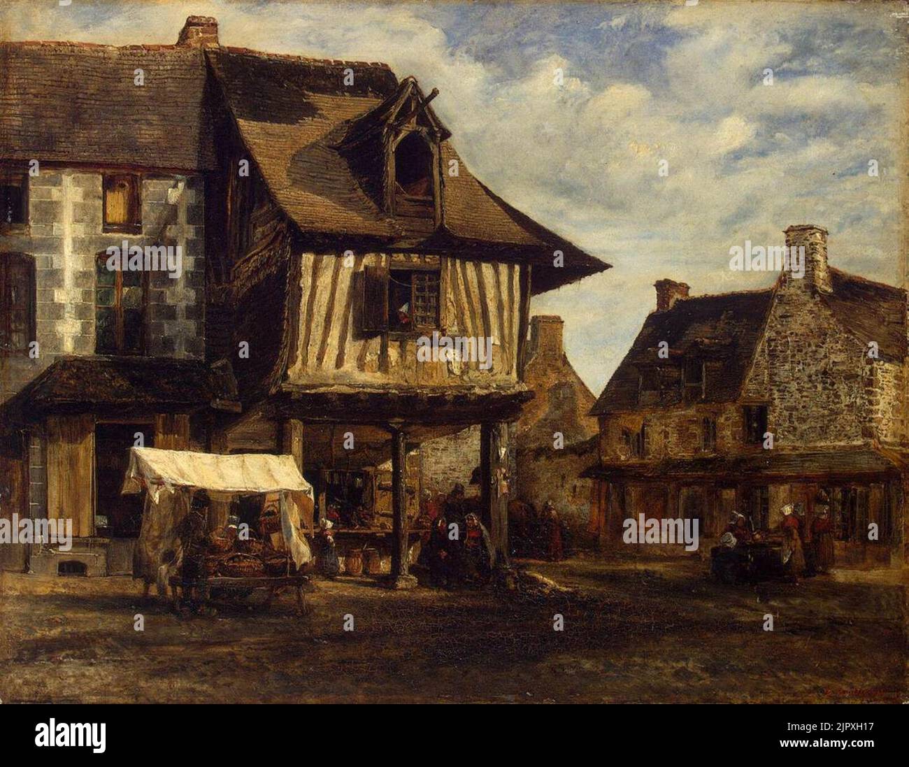 Théodore Rousseau - Market-Place in Normandy Stock Photo - Alamy