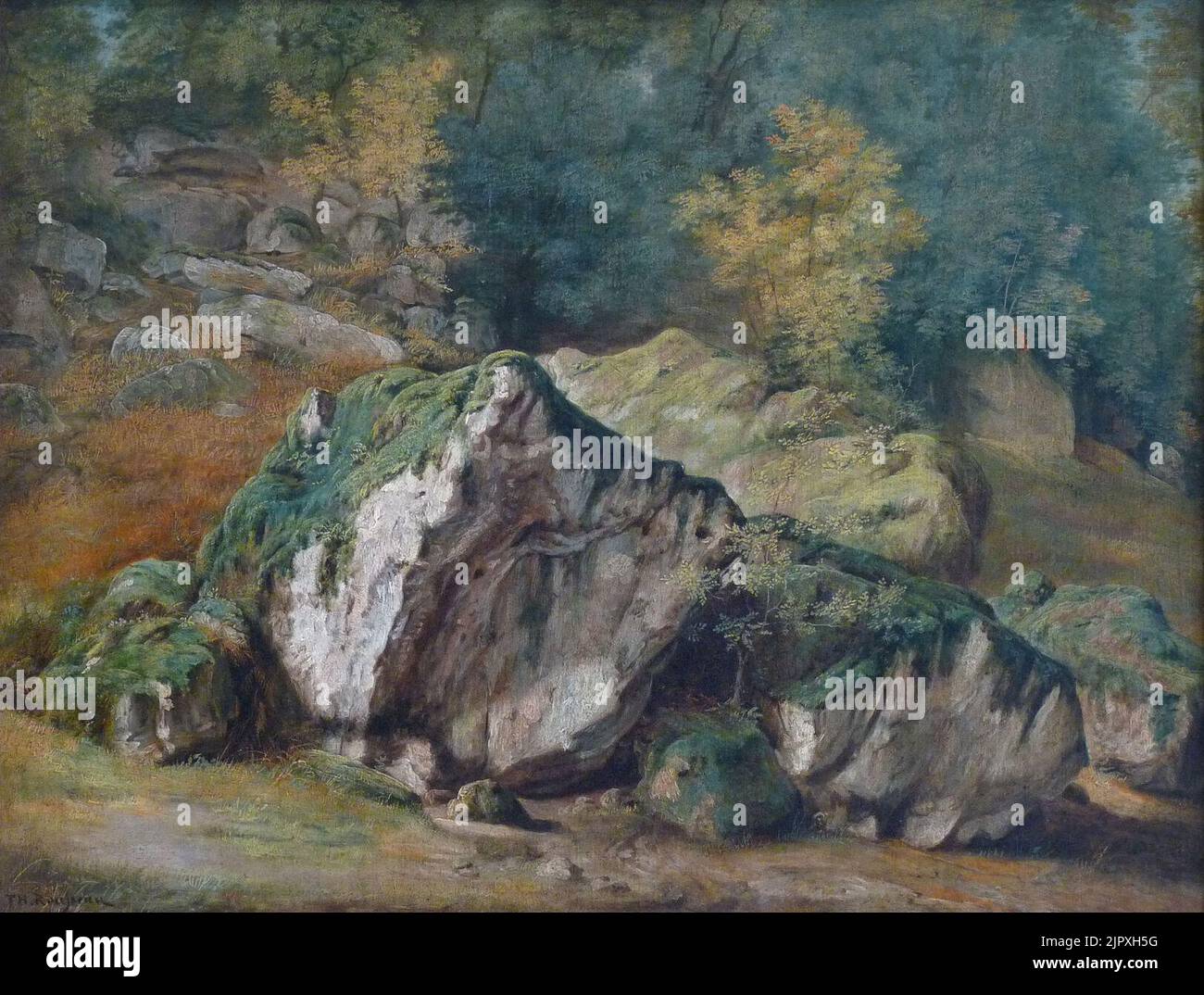 Théodore Rousseau-Etude de rochers et d'arbres Stock Photo - Alamy