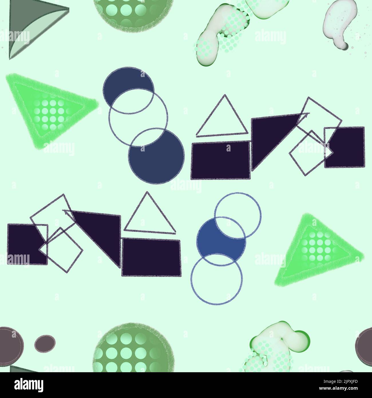 Geometric and abstract shapes together in a seamless repeating pattern ...
