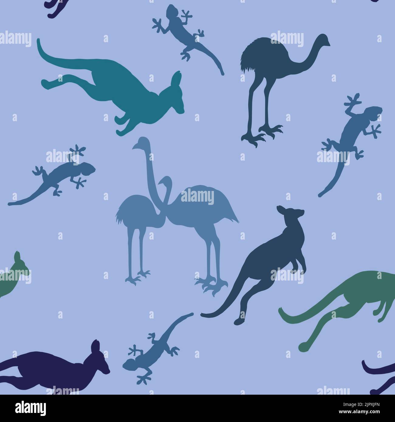 Australian animals in a wildlife seamless repeating pattern brown tones ...