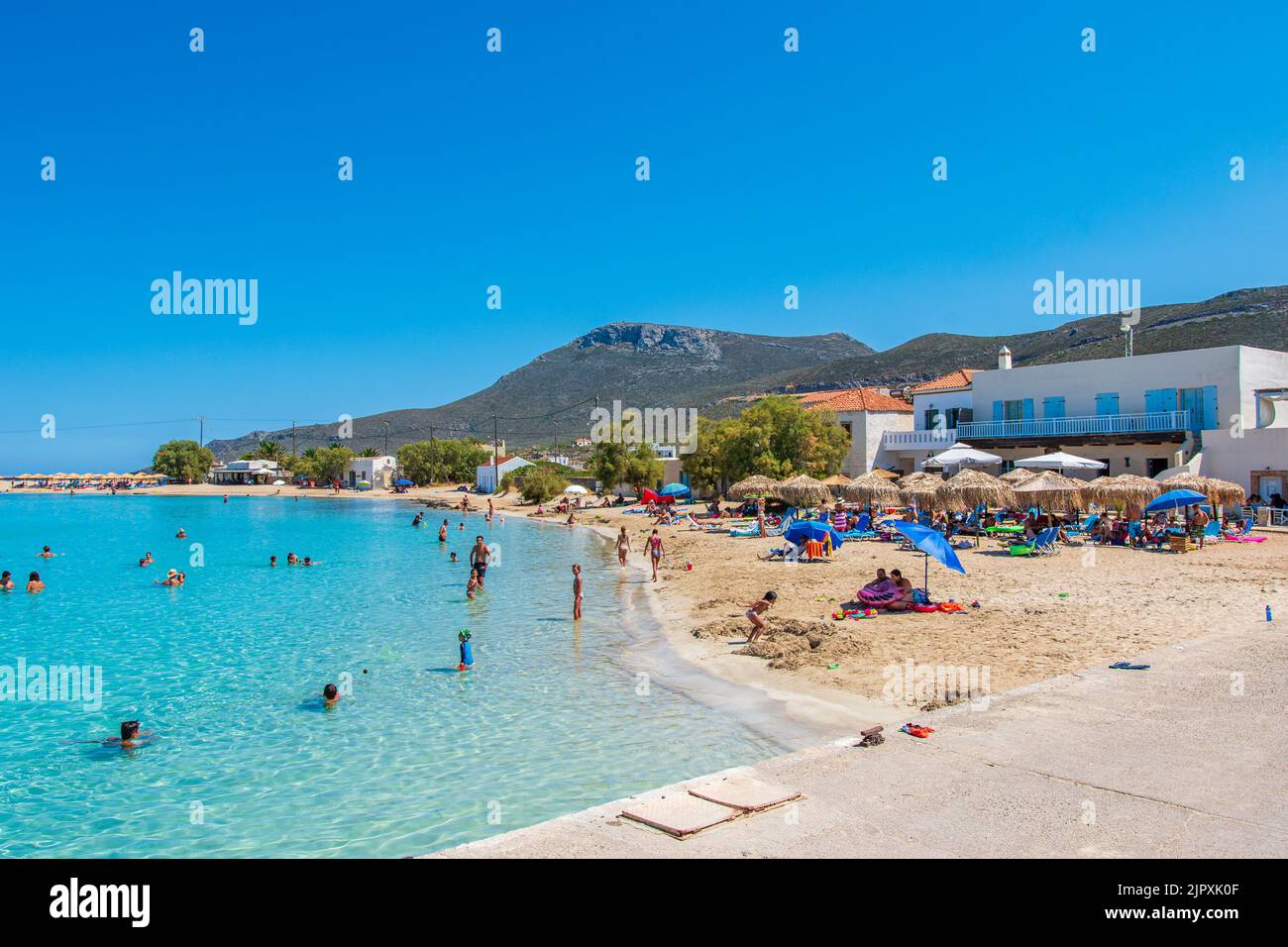 Beautiful view of Diakofti beach in Kythira island, Greece during high ...