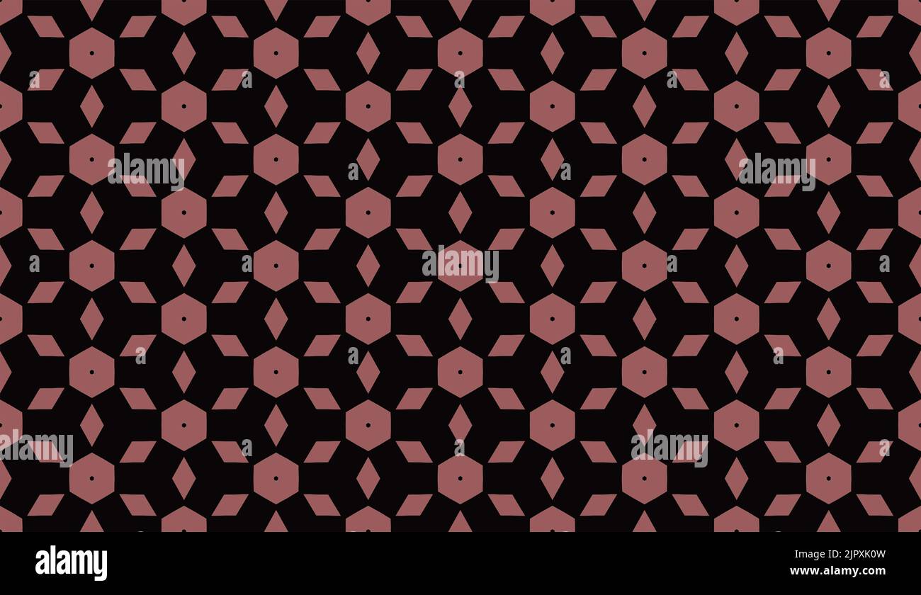 Seamless repeat pattern of shapes in musk pink and black diamond and ...