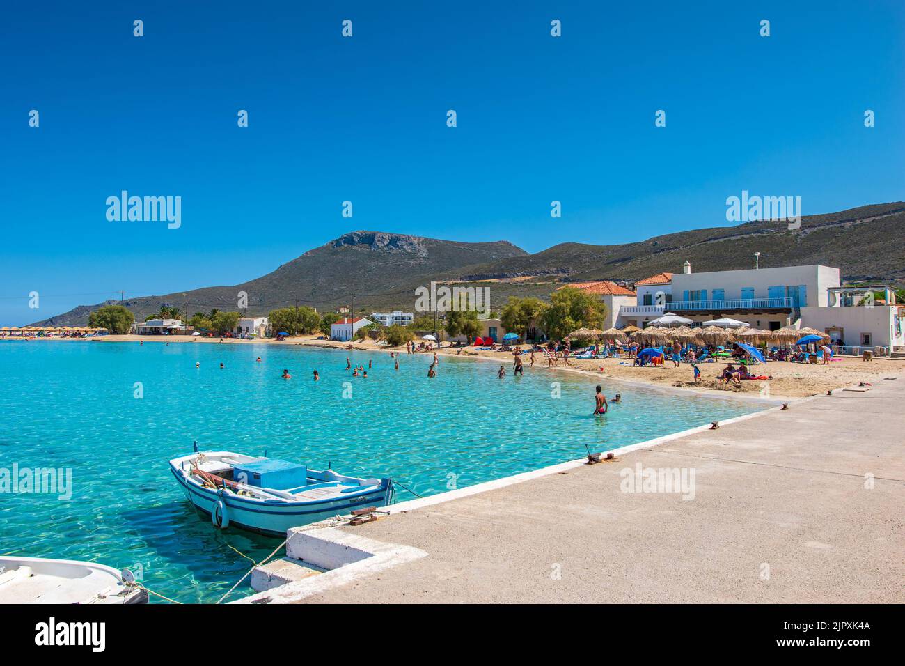 Beautiful view of Diakofti beach in Kythira island, Greece during high ...