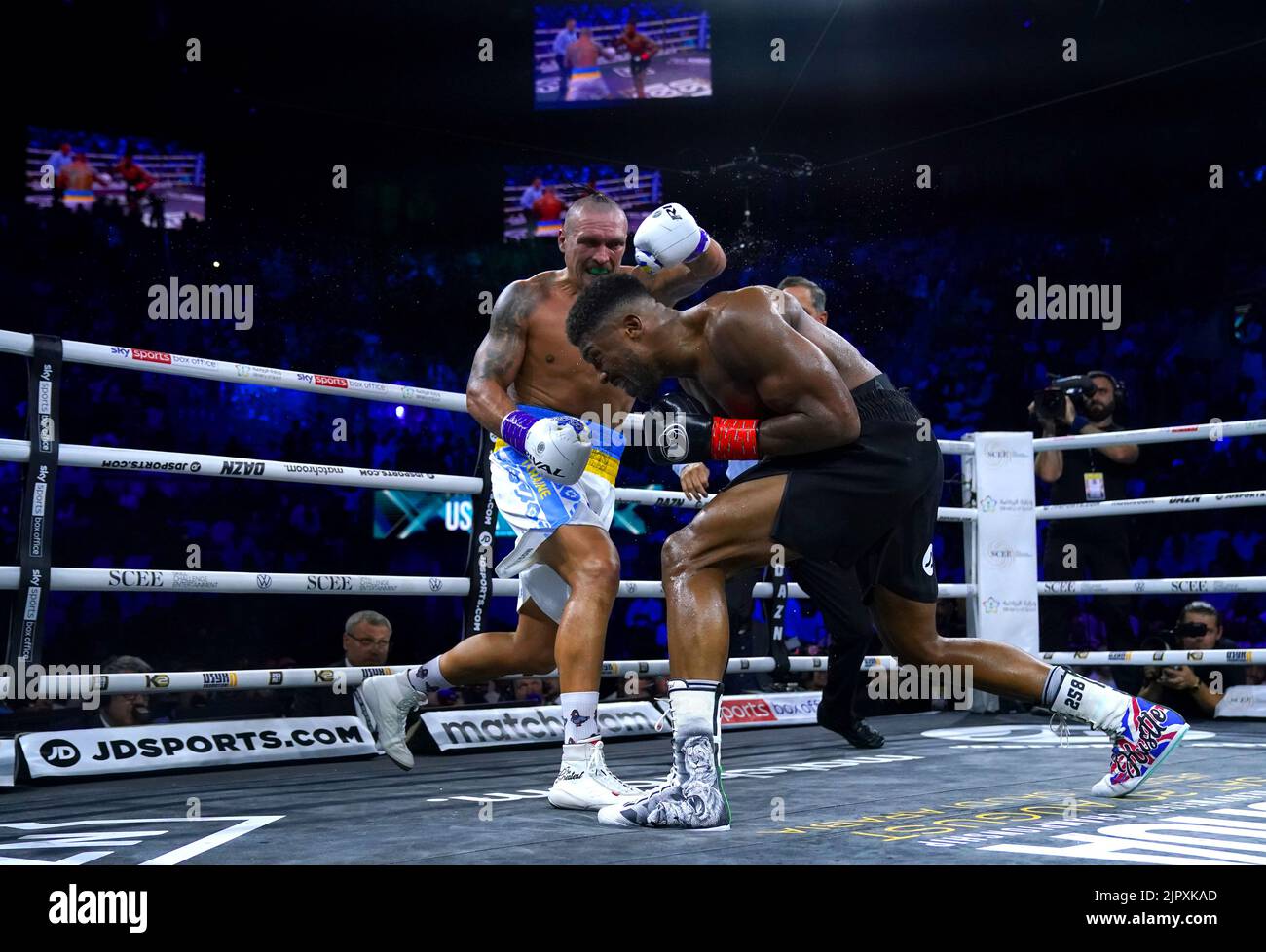 Oleksandr Usyk (left) in action against Anthony Joshua during their World Heavyweight ...