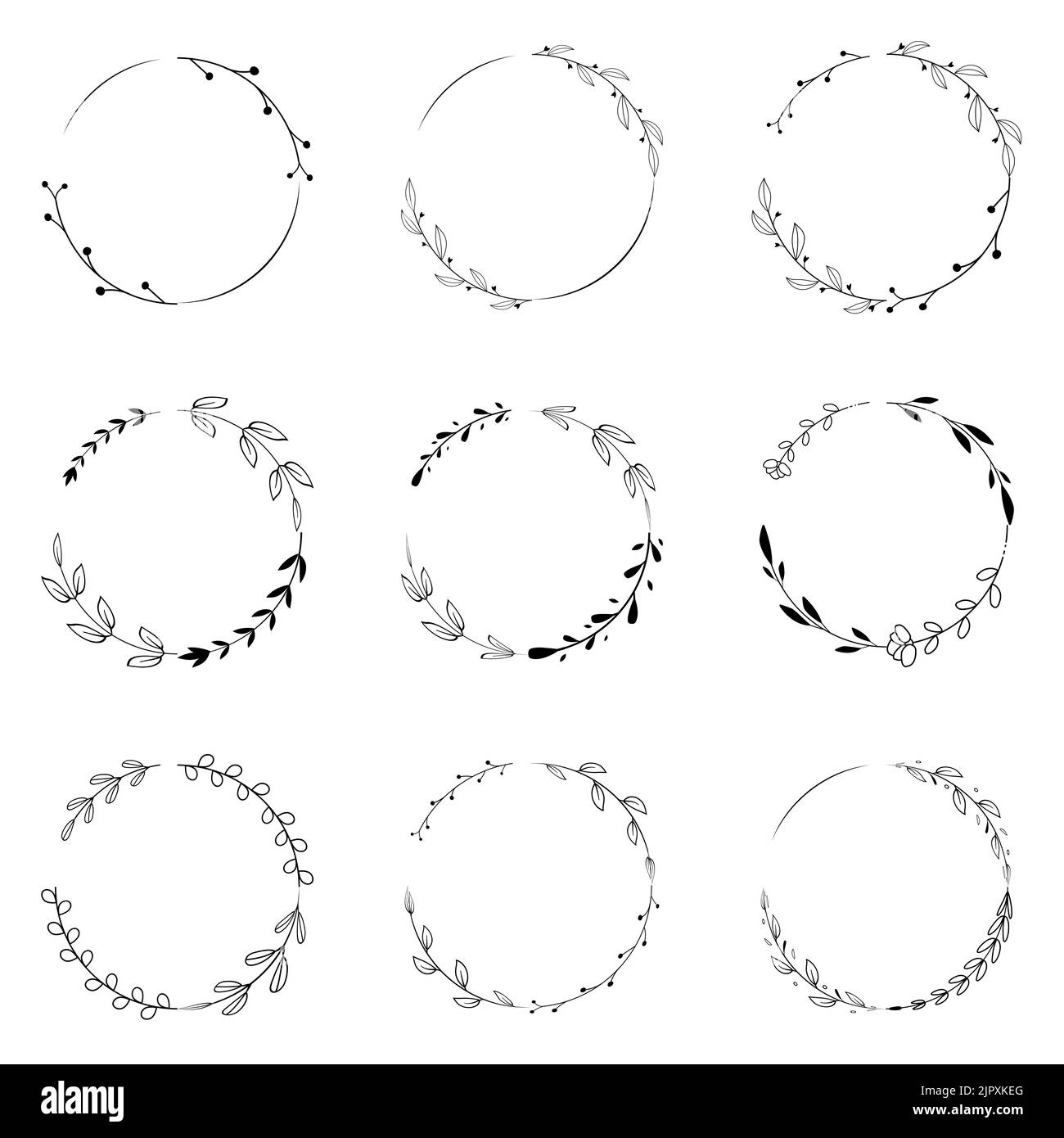 Circle frame set botanical Cut Out Stock Images & Pictures - Alamy