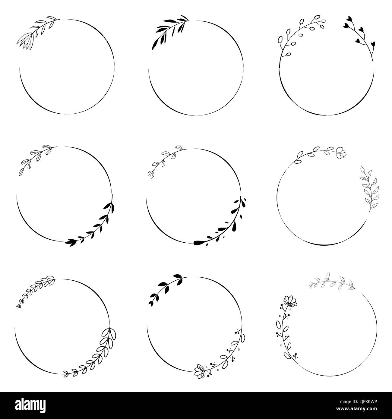 Circle frame set botanical Cut Out Stock Images & Pictures - Alamy