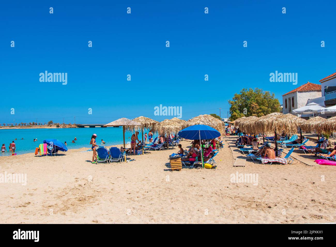 Beautiful view of Diakofti beach in Kythira island, Greece during high ...