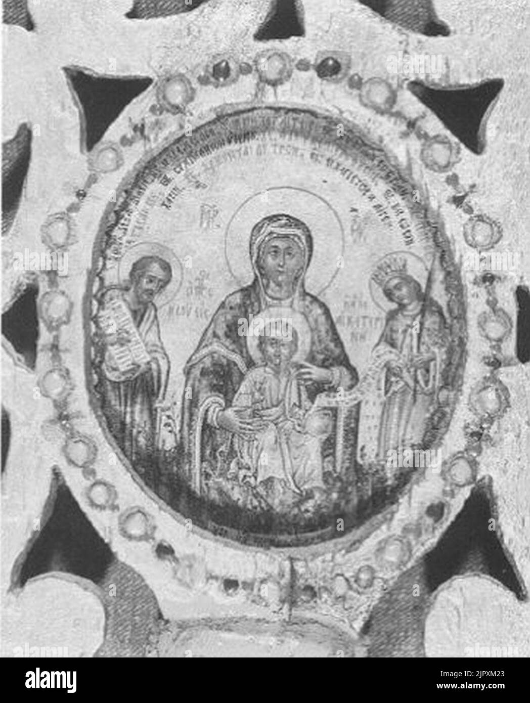 Theotokos with Saint Catherine and Moses Ioannis Kornaros Stock Photo ...