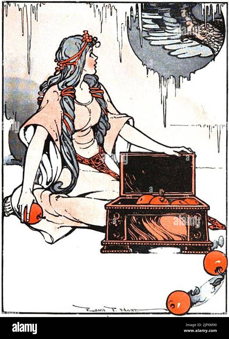 There Sat Idun With Her Beautiful Hair Falling Over Her Shoulders Stock ...