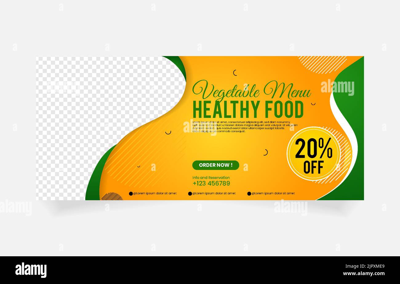vegetable menu healty food template banner Stock Vector Image & Art - Alamy