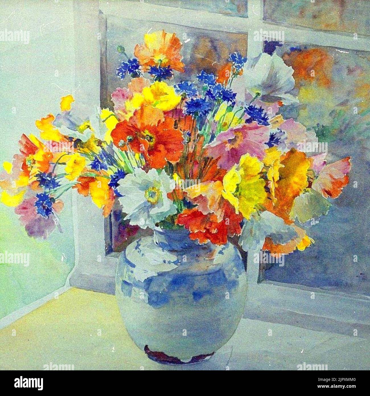 Thérèse Lemoine-Lagron Bouquet vase blanc-bleu 1940-49 Stock Photo - Alamy