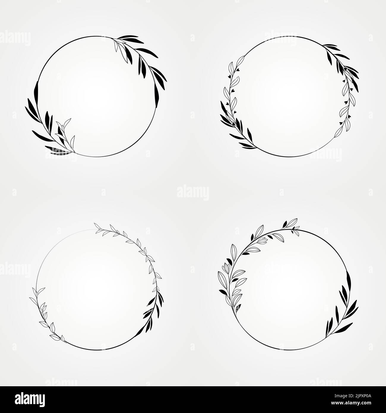 Floral circle frame botanical wreath style vector design Stock Vector ...