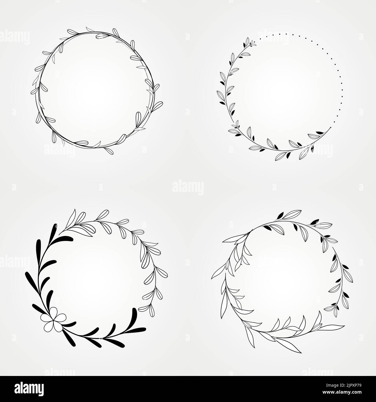 vector floral circle botanical wreath frame Stock Vector Image & Art ...
