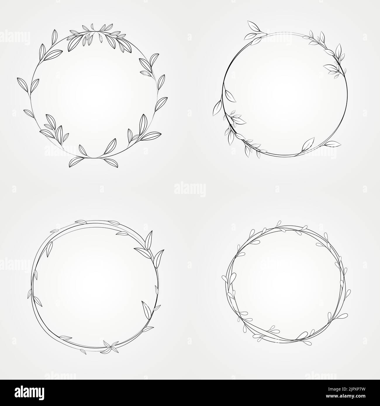 Circle frame set botanical Black and White Stock Photos & Images - Alamy