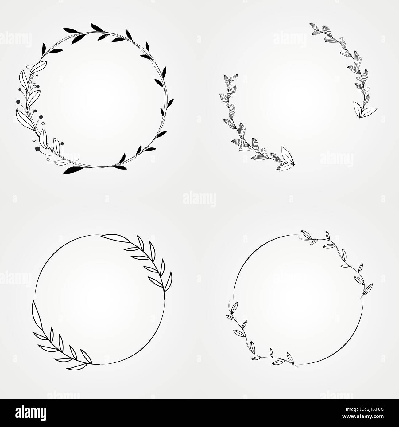 Circle flower frame Black and White Stock Photos & Images - Alamy
