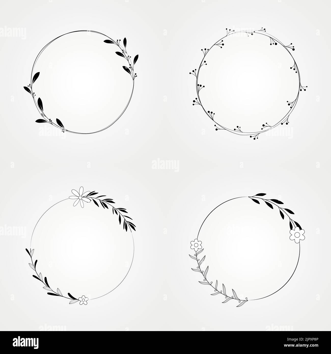 frame vector botanical wreath set illustration Stock Vector Image & Art ...