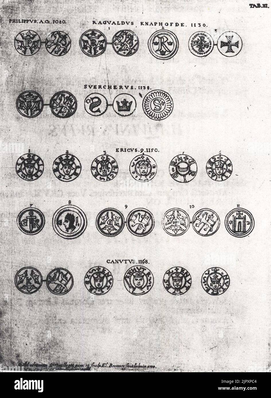 Thesaurus Nummorum Sueo-Gothoricorum 1731 Tab III Stock Photo - Alamy