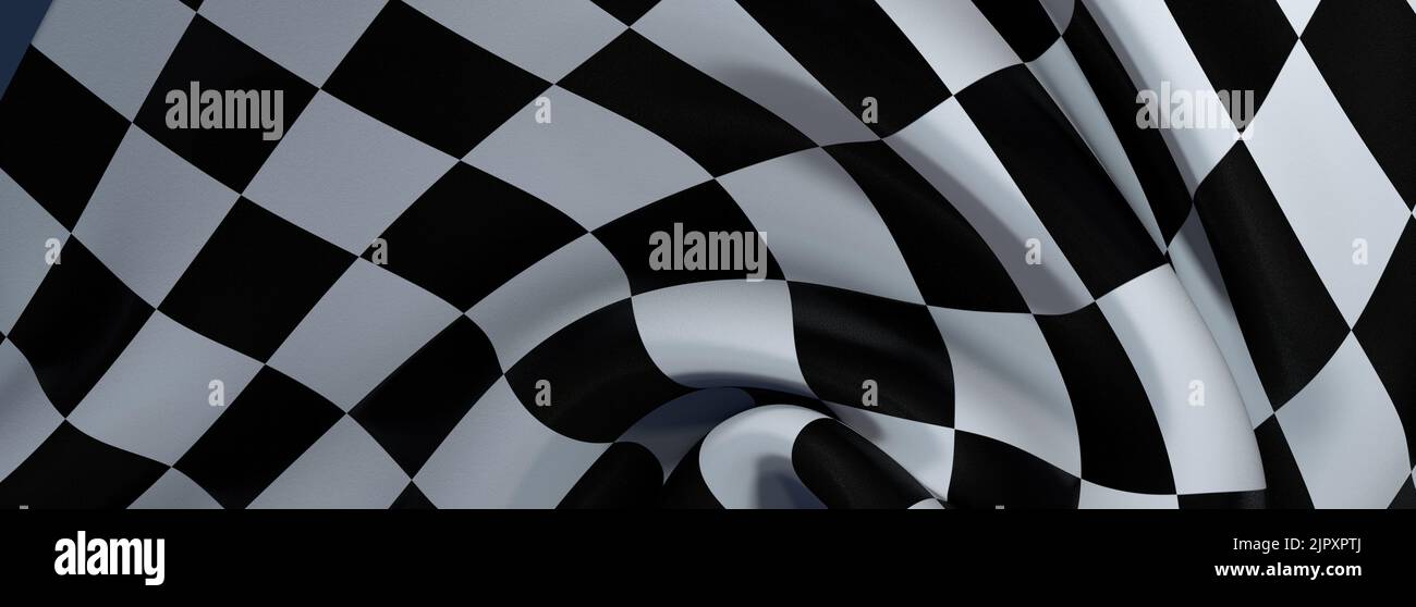 A panoramic illustration of a black and white racing flag Stock Photo ...
