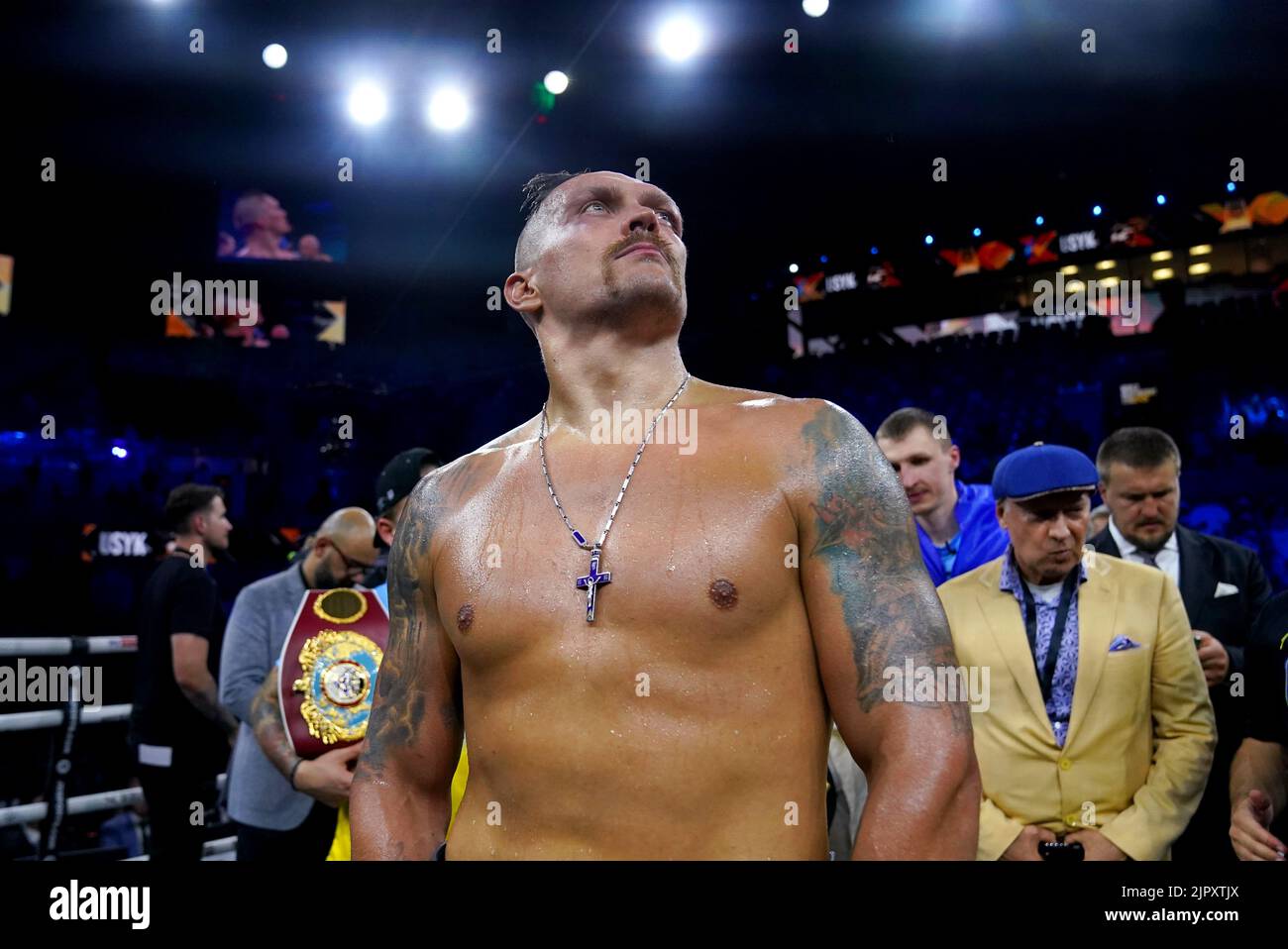 Oleksandr Usyk after winning the World Heavyweight Championship WBA Super IBF, IBO and WBO fight ...