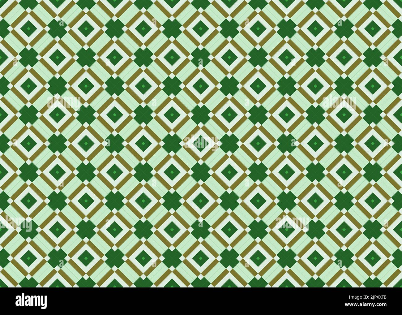 Seamless repeat pattern of diamond and square shapes in green white and ...