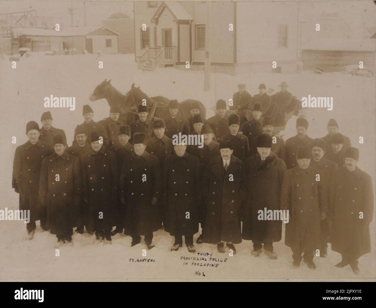 Thirty provincial police in Porcupine No 2 The police in three rows ...