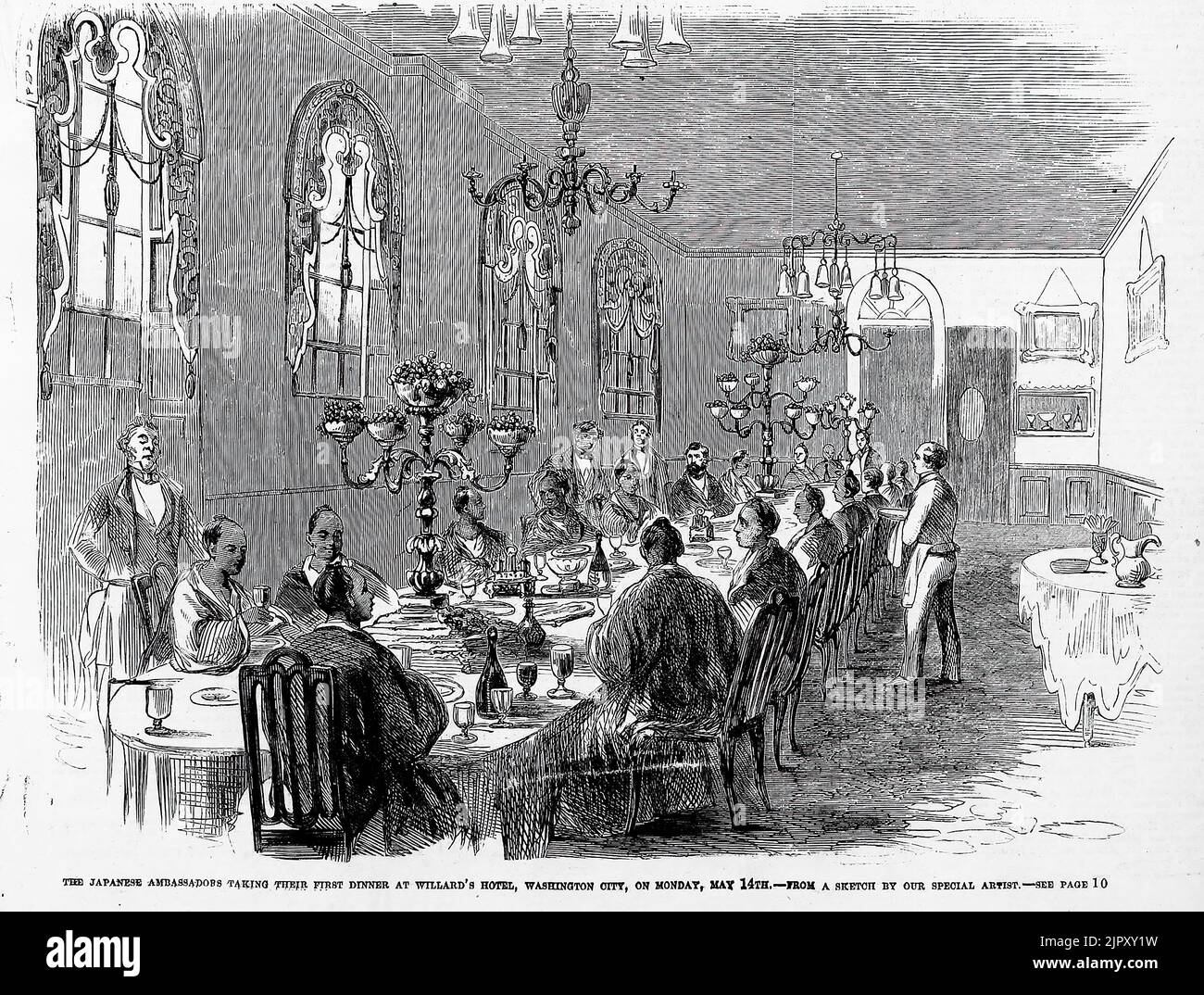 The Japanese ambassadors taking their first dinner at Willard's Hotel ...