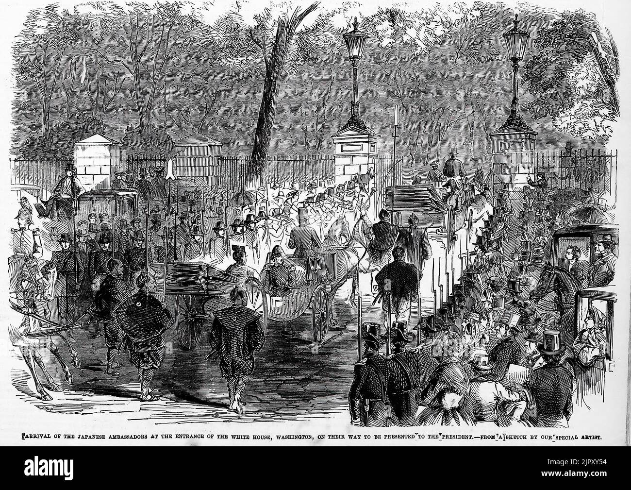 Arrival of the Japanese ambassadors at the entrance of the White House ...