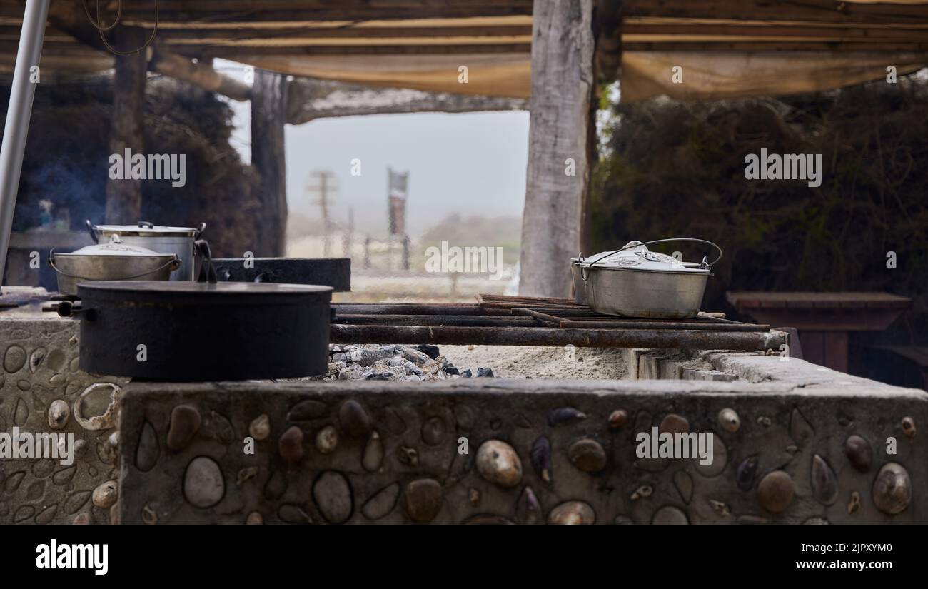 An outdoor open-fire cooking in Northern Cape, South Africa Stock Photo ...