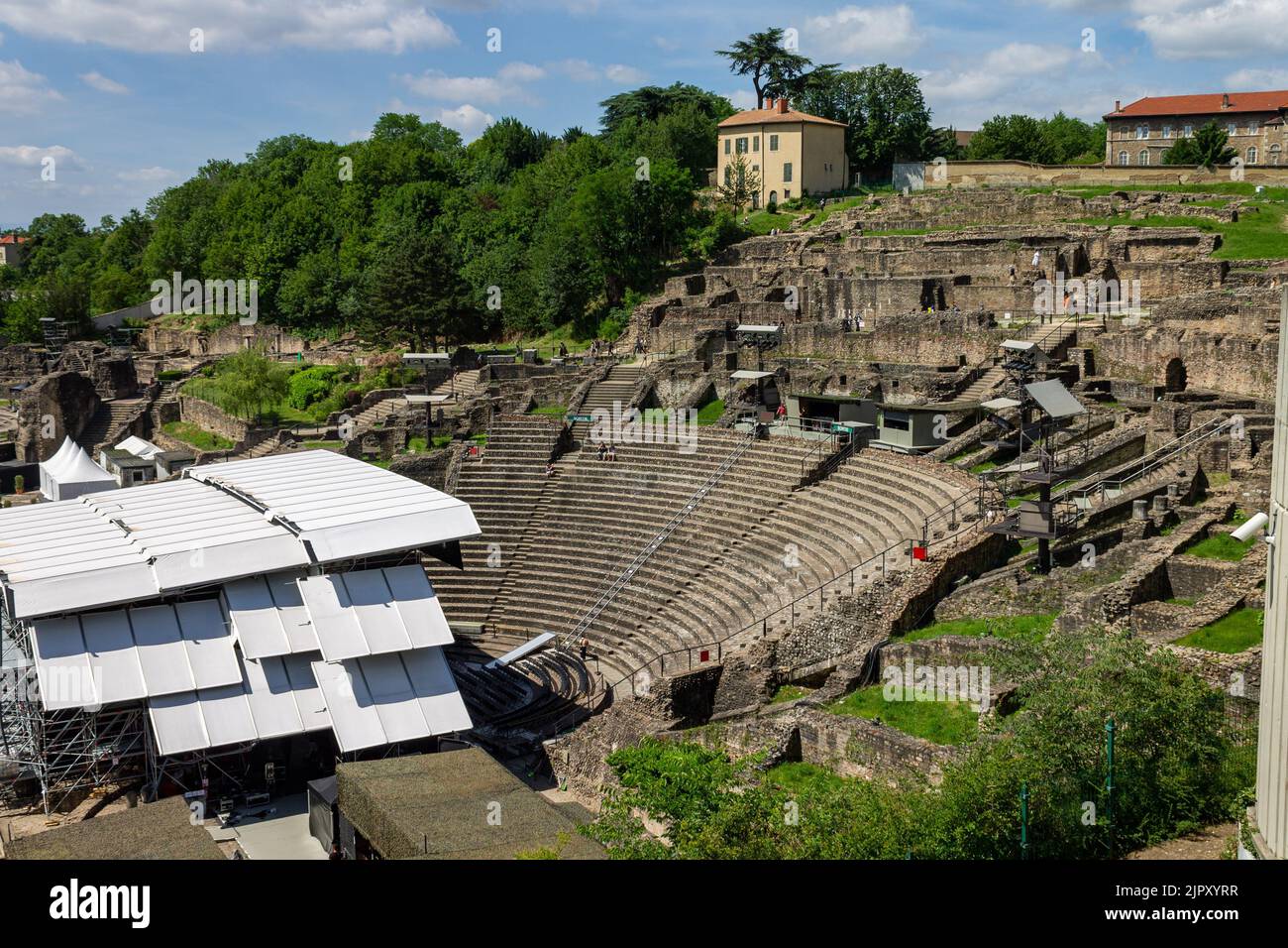 The roman ruins of the Theatre Gallo Romain de Lyon, France Stock Photo ...