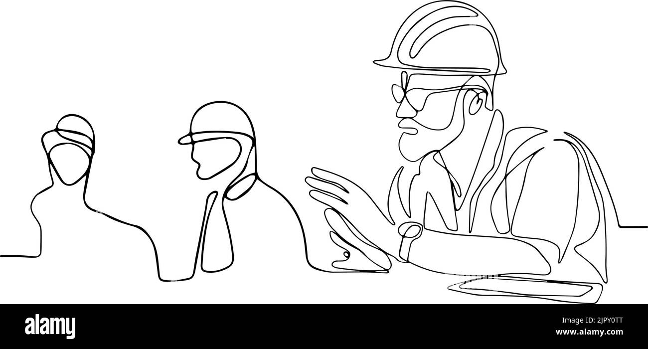 construction manager and engineer working on building site. Vector ...