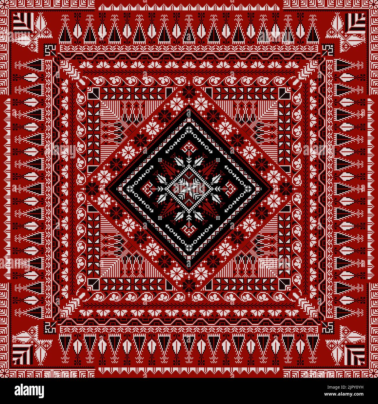 Embroidery Tatreez pattern, Palestinian fashion vector ornament Stock ...