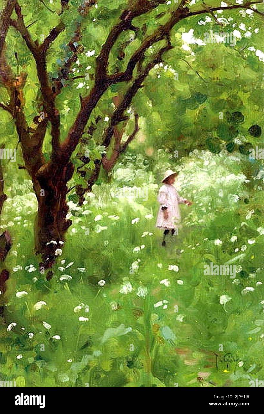 Thomas Cooper Gotch - The Orchard 1887 Stock Photo - Alamy