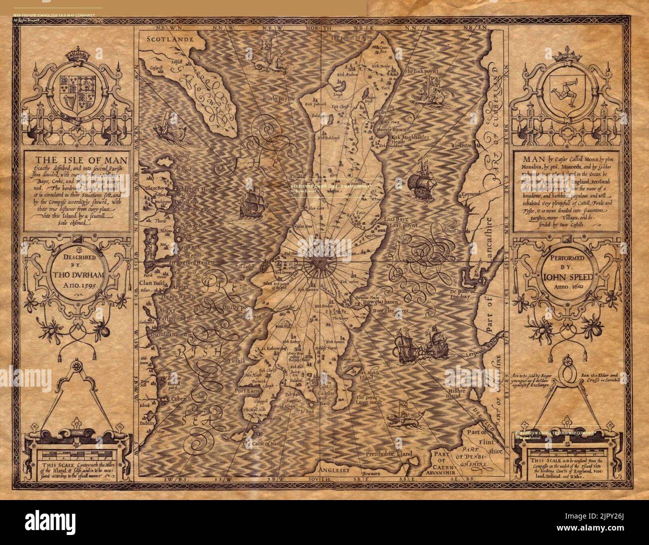 Thomas Durham - Map of the Isle of Man - 1595 - 001 Stock Photo - Alamy