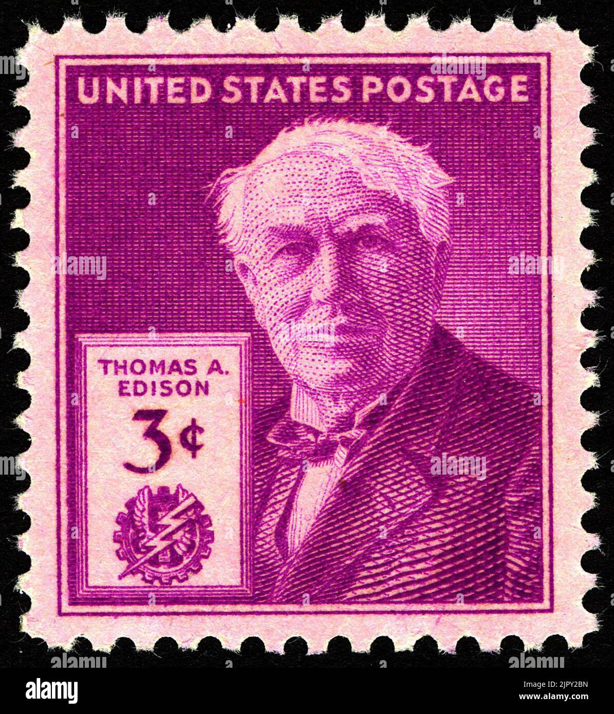 Thomas Edison 3c 1947 issue U.S. stamp Stock Photo - Alamy