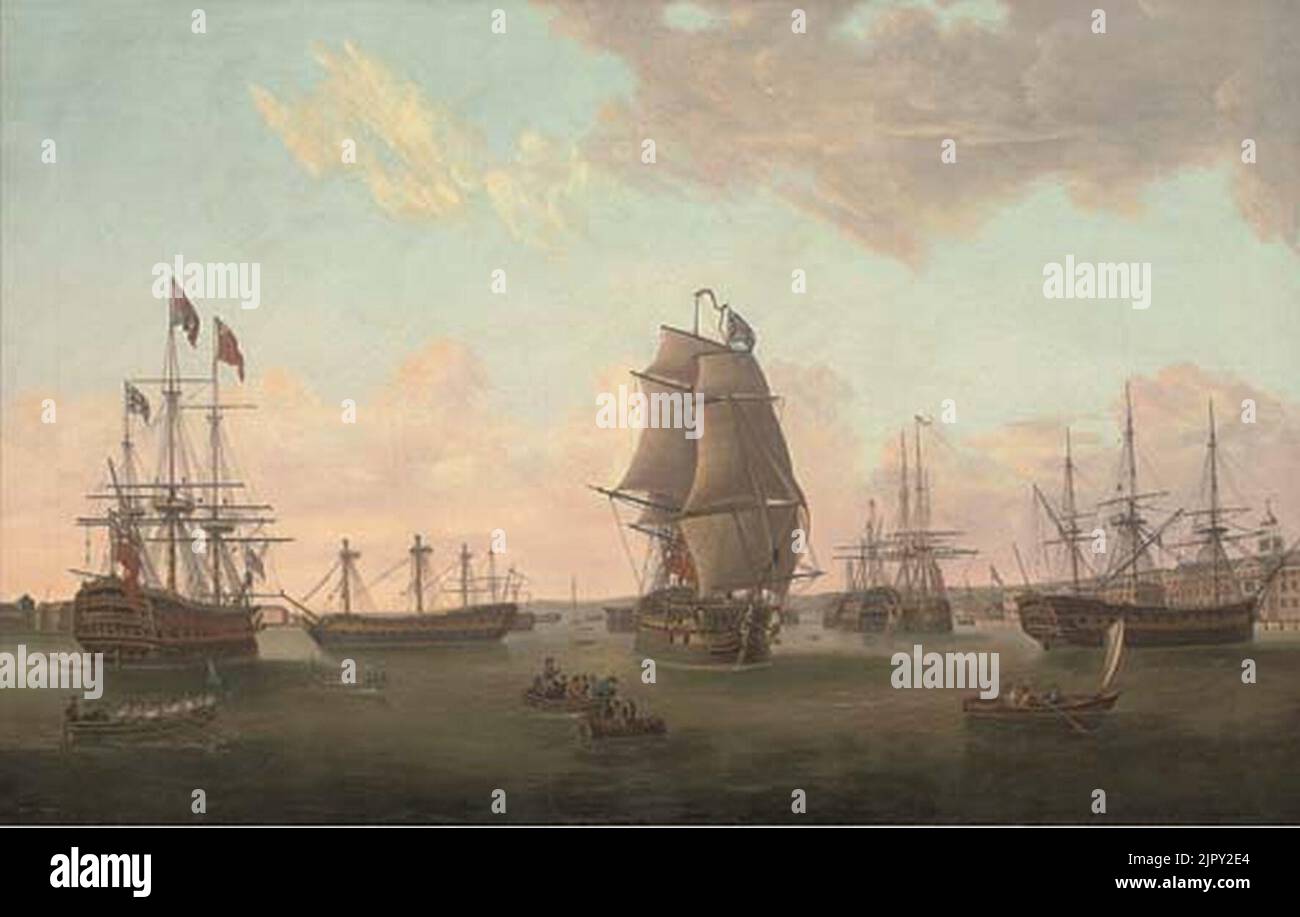 Thomas Elliott - A 74-gun third rate of the Royal Navy departing from ...
