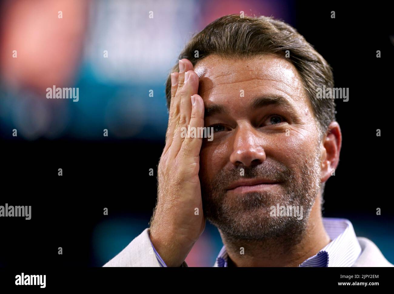 Boxing promoter Eddie Hearn is interviewed after the World Heavyweight ...