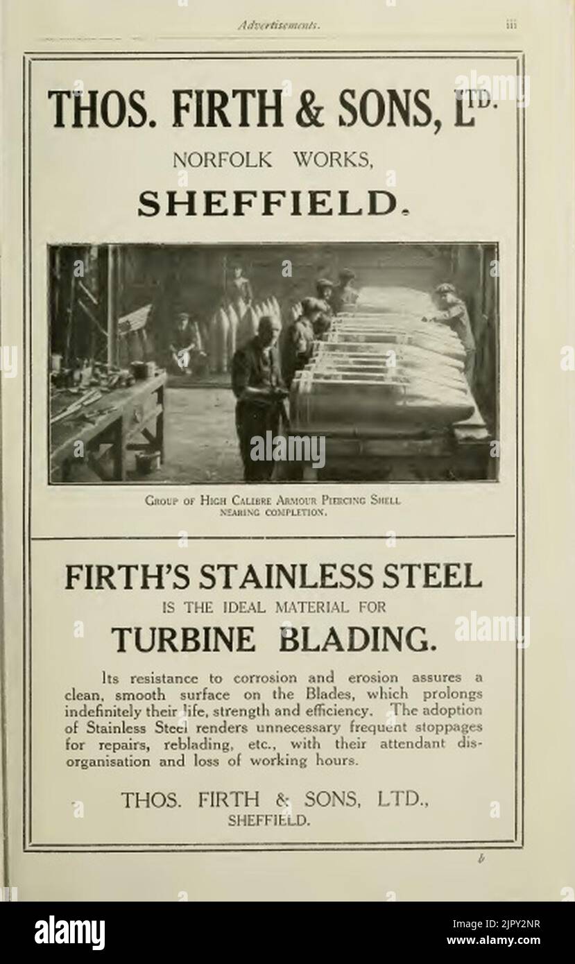 Thomas Firth & Sons advertisement Brasseys 1923 Stock Photo - Alamy