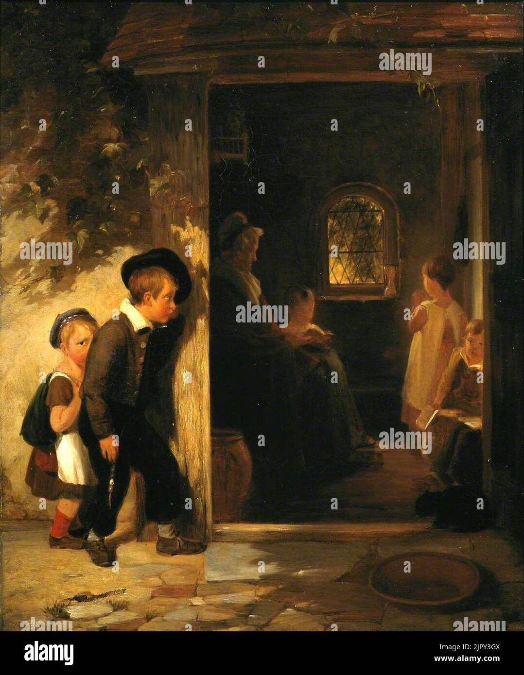 Thomas George Webster (1800-1886) - Late at School Stock Photo - Alamy