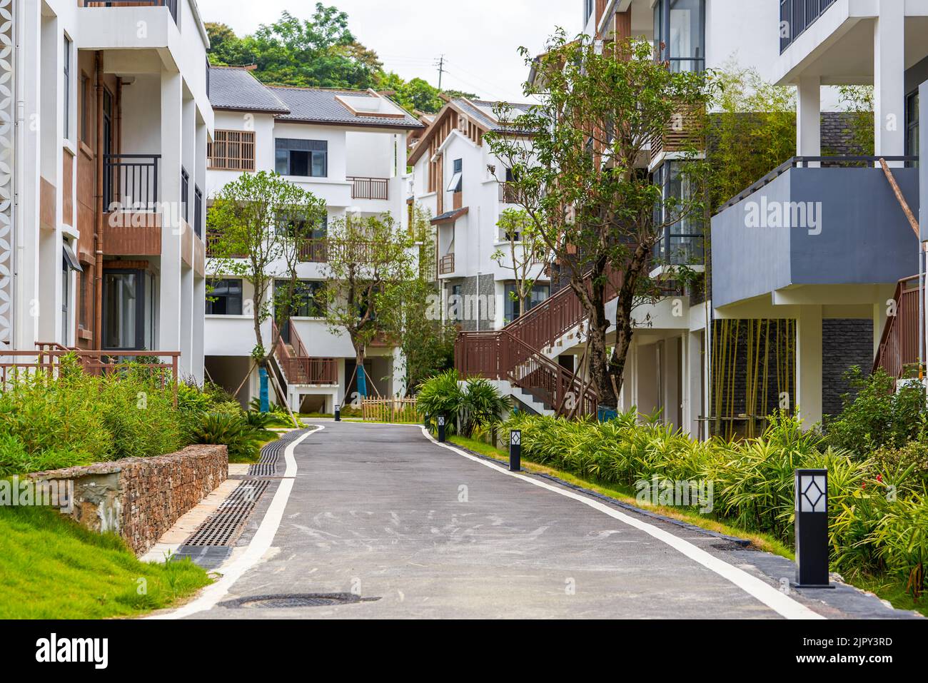 View of a luxury real estate townhouse complex Stock Photo - Alamy