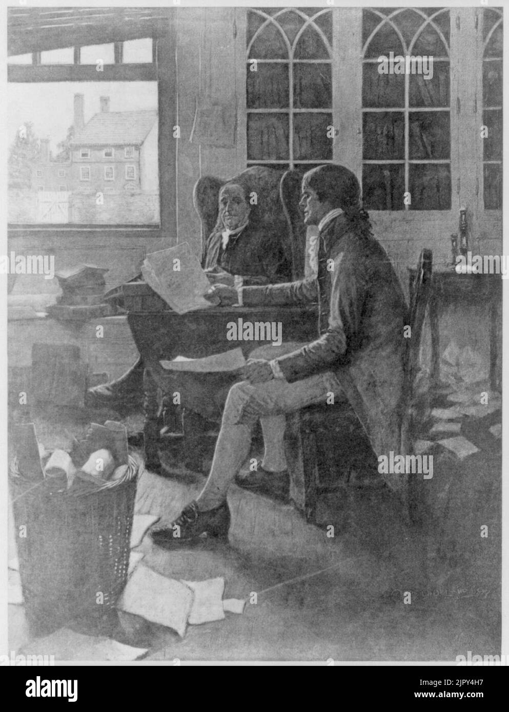 Thomas Jefferson, 1743, 1826, reading rough draft of Declaration of ...