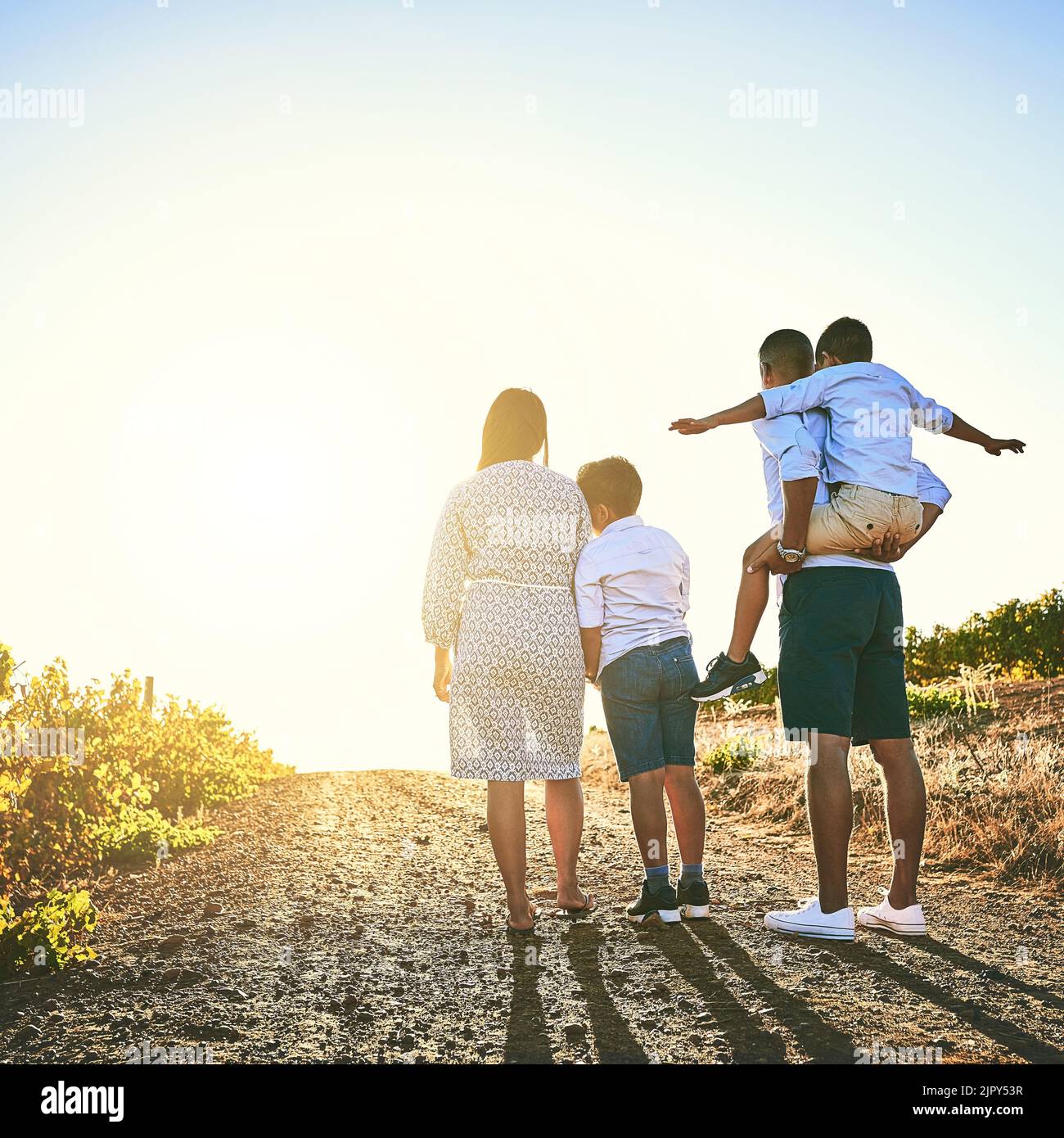 Nothing says love like quality time. Rearview shot of a family bonding ...