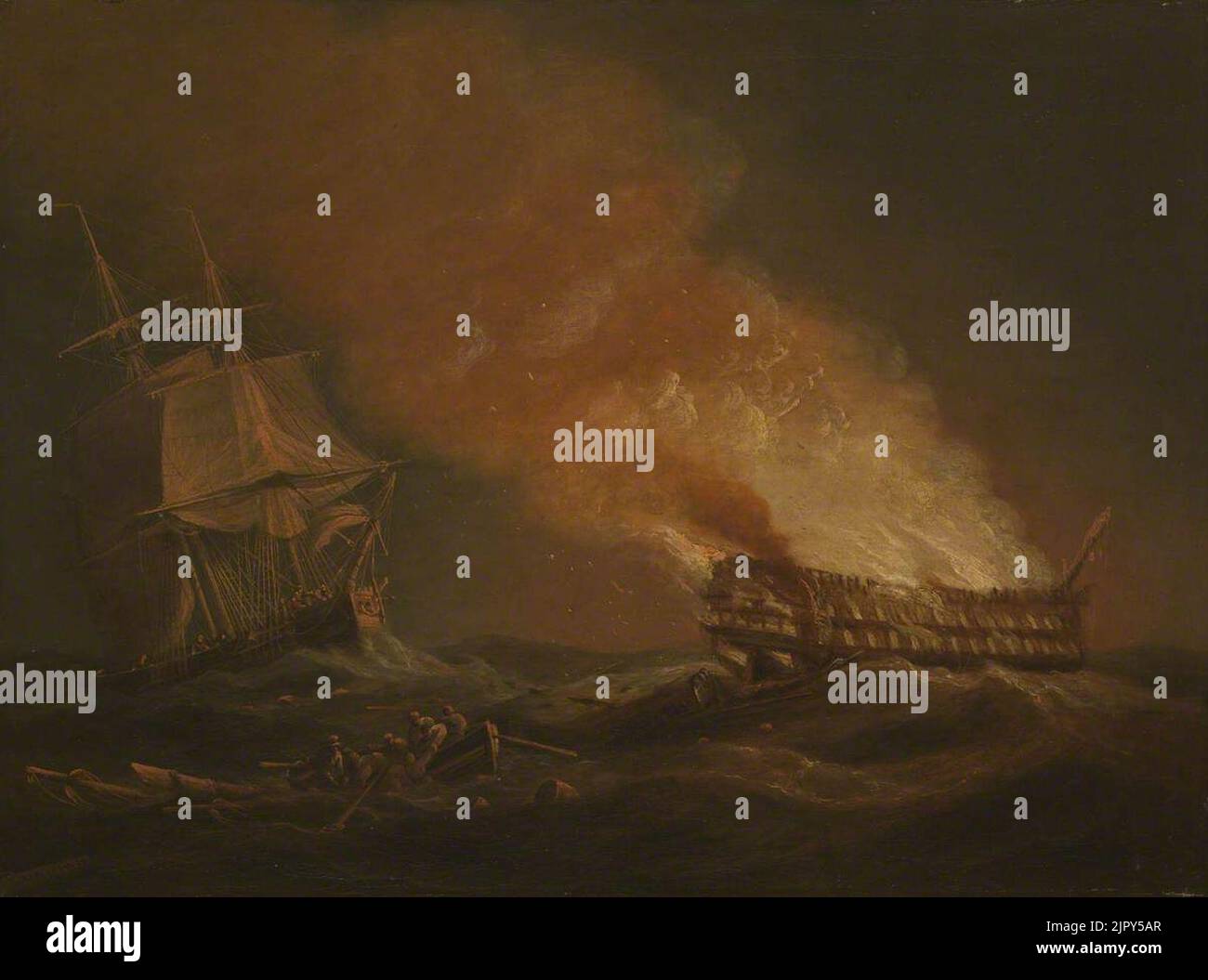 Thomas Luny (1759-1837) - Loss of the East Indiaman 'Kent', The Burning ...