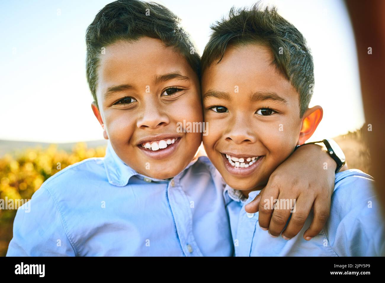 These memories will be for life. Portrait of two little brothers taking ...