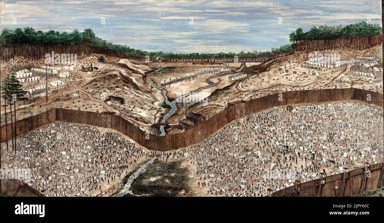Thomas O'Dea drawing of Andersonville Prison Stock Photo - Alamy