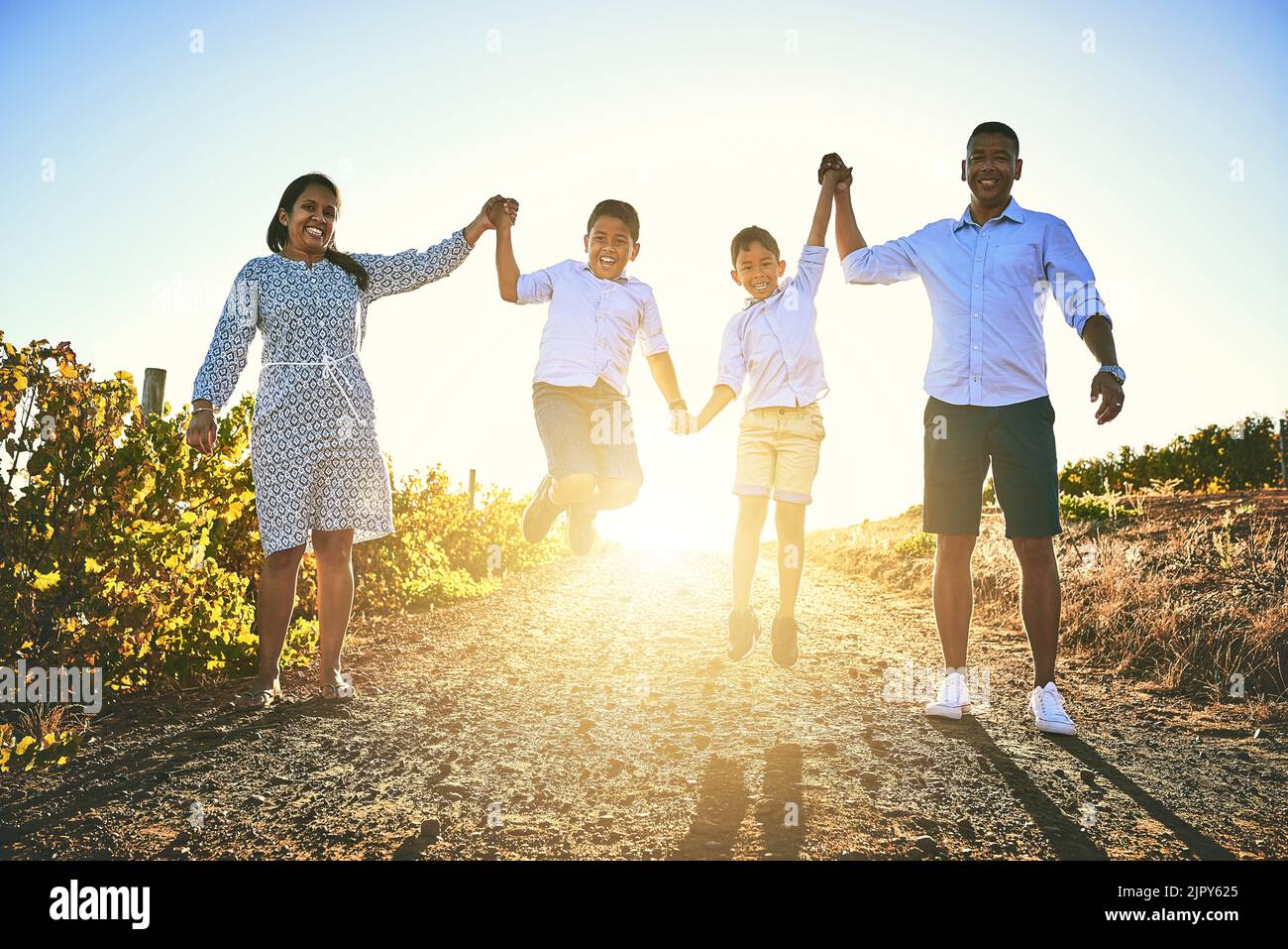 Having the most fun on their family outing. Portrait of a happy family ...