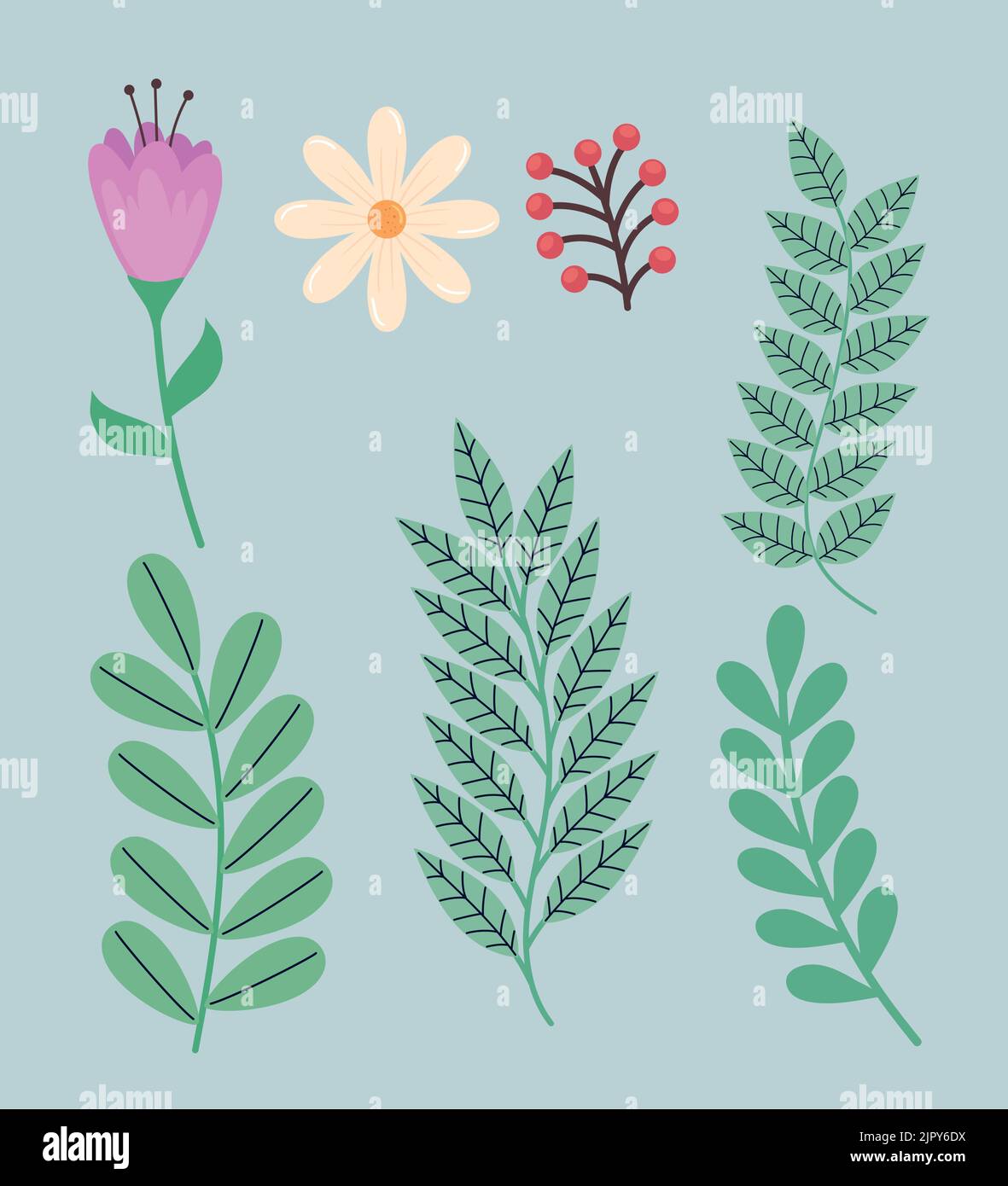 seven flowers and leafs Stock Vector Image & Art - Alamy